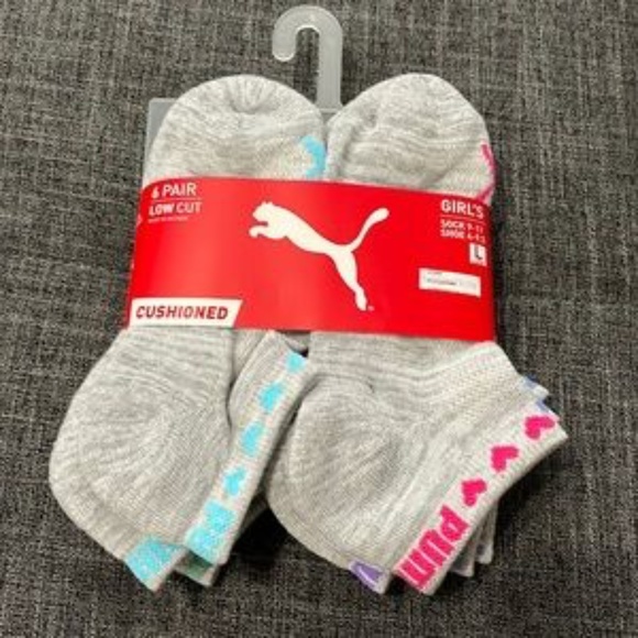 Puma | Accessories | Puma 6 Pair Cushioned Low Cut Girls Socks Shoe ...